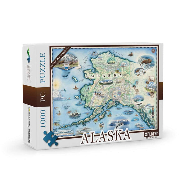 Alaska State 1000 Piece Jigsaw Puzzle Xplorer Maps – PuzzleMerchant