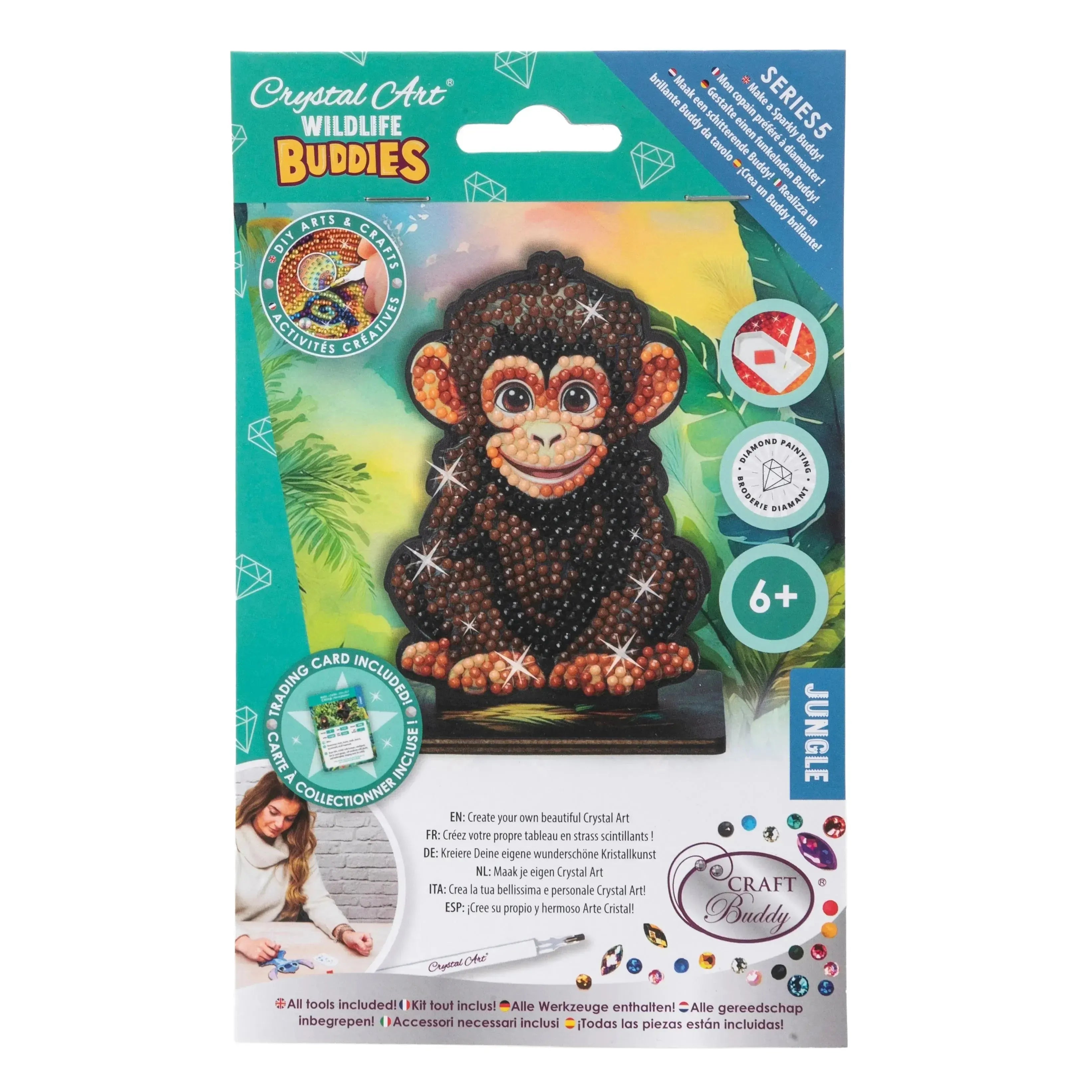 Chimp "Jungle" Crystal Art Buddies Kit Craft Buddy – Puzzle Merchant