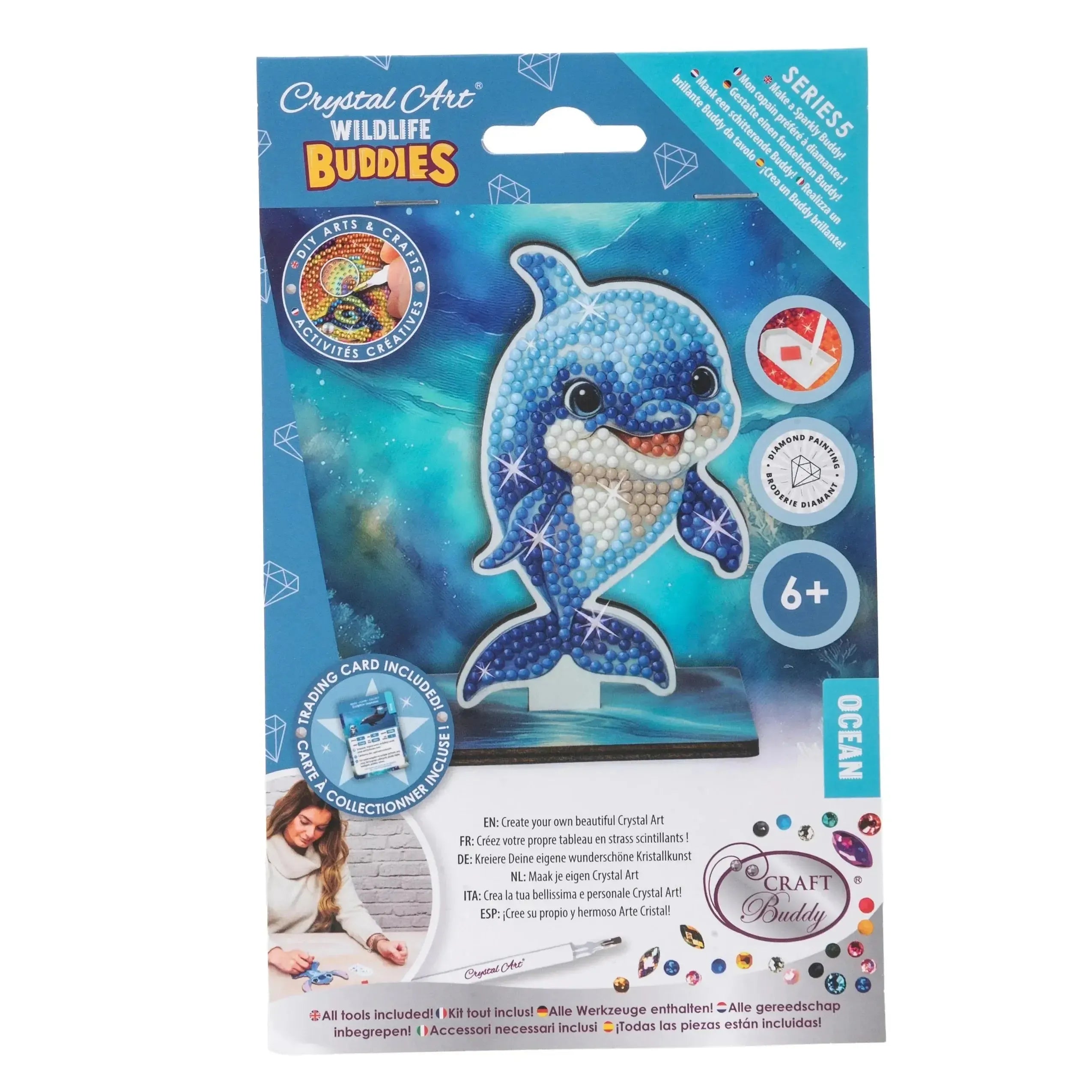 Dolphin "Ocean" Crystal Art Buddies Kit Craft Budd – Puzzle Merchant
