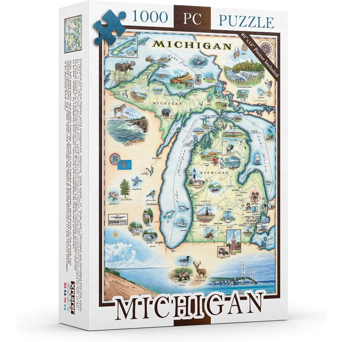 Michigan 1000 Piece Jigsaw Puzzle Xplorer Maps – Puzzle Merchant