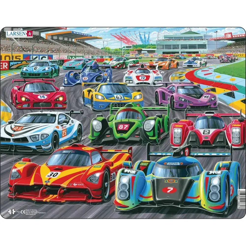 Racing Cars 38 Piece Tray Jigsaw Puzzle Larsen – Puzzle Merchant