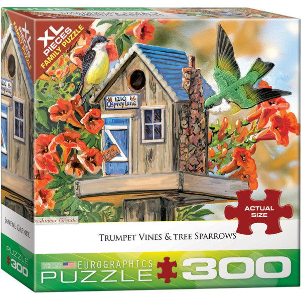 Trumpet Vines & Tree Sparrows 300 Large Piece Jigsaw Puzzle Eurographi ...